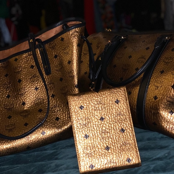 MCM | Bags | Authentic Mcm Metallic Gold Collection | Poshmark
